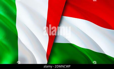 Hungary and Italy flags. 3D Waving flag design. Hungary Italy flag ...