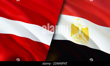 Egypt and Latvia flags. 3D Waving flag design. Latvia Egypt flag ...