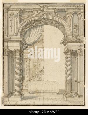Stage Design Bedroom with alcove. Vertical rectangle showing two ...