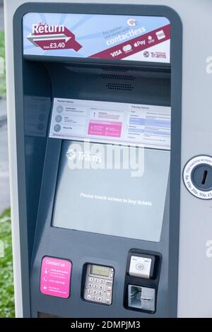 Edinburgh Trams Ticket machine, People buying tickets, contact less ...