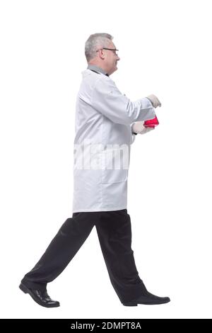 Side view of walking lab scientist isolated on white background Stock ...