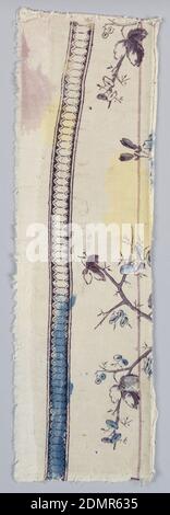 Fragment. Stylistic flowers in purple, light blue and black on an off ...