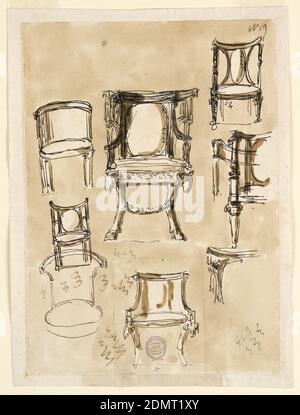 Drawing, Furniture Designs, ca. 1800 Stock Photo - Alamy