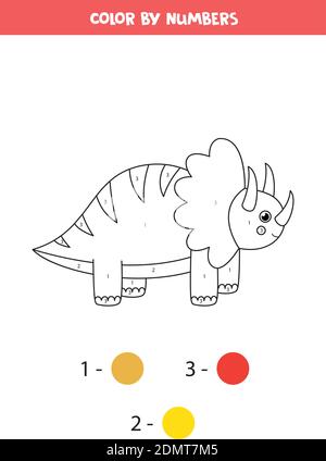 Color cute cartoon dinosaur by numbers. Coloring page for kids Stock ...