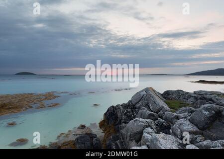 Eriskay beach at sunset, South Uist, Outer Hebrides, Scotland Stock ...