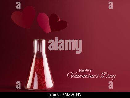 Love Chemistry, Happy Valentines Day card with Sparkling potion in ...