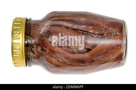 canned anchovy fillets isolated on white background Stock Photo - Alamy