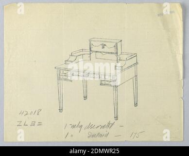 Drawing, Tracing of Design for Three-Tiered Writing Table #42018 ...