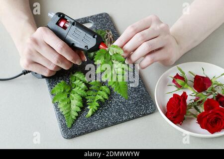 Florist at work: How to make a hair clip with fresh flowers and fern ...