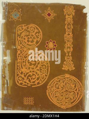 Drawing, Copies of Romanesque Letters and Motifs for a Woven Fabric ...