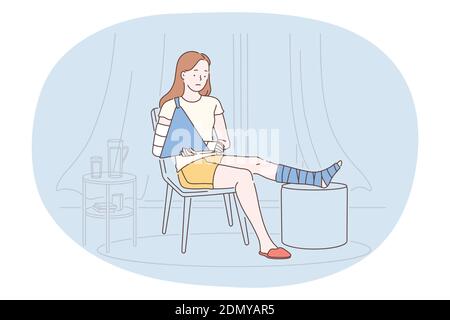 Cartoon physical injured hurt human body parts. Body pain, physical ...