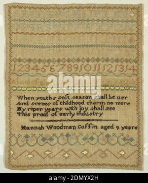Hannah Woodman Coffin - Sampler Stock Photo - Alamy