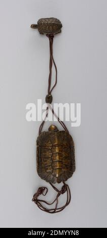 Inro. Inro (container) in form of a turtle, with tail and feet drawn in ...
