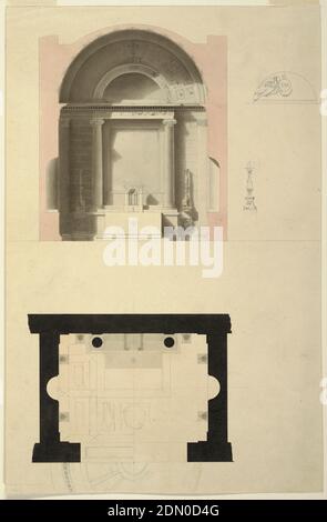 Drawing, Section of an Apse; Italy; graphite, pen and ink, brush and ...