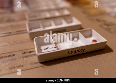 A selective focus shot of tablet organizers Stock Photo - Alamy