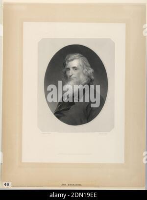 Portrait of Asher B Durand. Within an oval frame is a bust portrait of ...