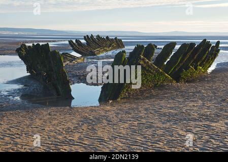 The wooden remains of the wreck of the Norwegian barque SS Nornen (1897 ...
