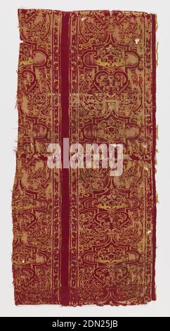 Fragment. Stripes patterned in the grotesque style with birds and ...