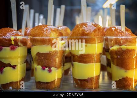 Babà, a typical Neapolitan pastry, made from flour, butter, sugar ...