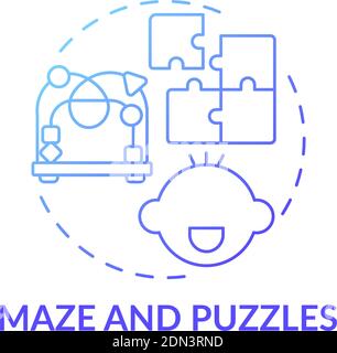 Logic blue gradient concept icon. Thinking process thin line ...