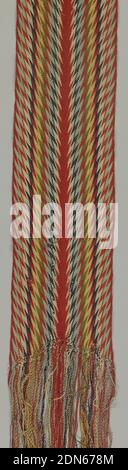 Sash, Medium: wool Technique: diagonal interlacing, Long and narrow ...