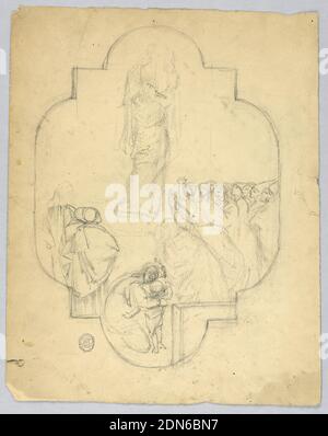 Sketch for a Window or Ceiling. A modified quatrefoil, with the Virgin ...