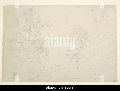 Drawing, Chestnut Trees at the Water's Edge; Frederic Edwin Church ...