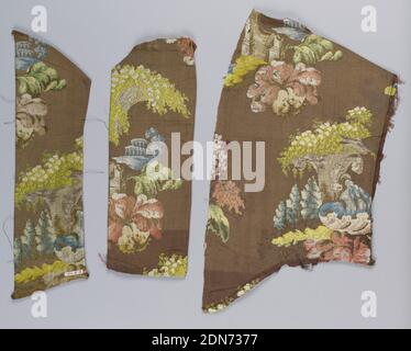 Fragments, Medium: silk Technique: woven, Polychrome flowers on a white ...