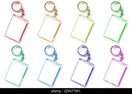 color keychains isolated on a white background Stock Photo - Alamy