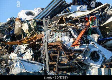 Big pile of scrap metal junk incl. file cabinet, gas grill, lawnmower ...