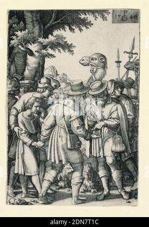 Joseph sold by his brothers, Joseph stands in the middle next to a well ...