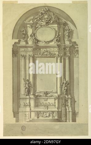 Drawing, Project for an Alter with Angels and Pediment; Italy; graphite ...
