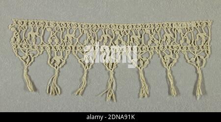 Border, Medium: linen Technique: knotting (macramé), Long strip with ...