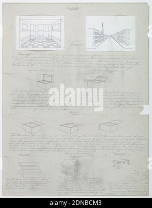 Drawing, Exercises in Parallel One-Point Perspective, ca. 1880 Stock ...