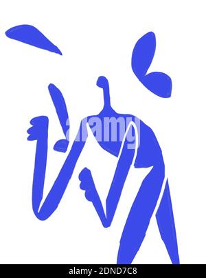 Blue body figure shape, modern and abstract shape for print. Trendy ...