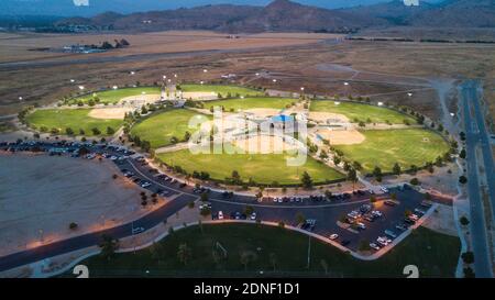 Aerial view of Hemet city in the San Jacinto Valley in Riverside County ...