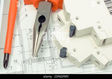 Electrical drawings or diagrams, work tools for engineer jobs, house ...