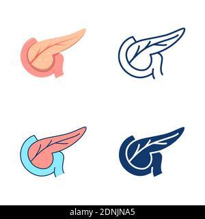 Pancreas icon in outline style isolated on white background. Organs ...
