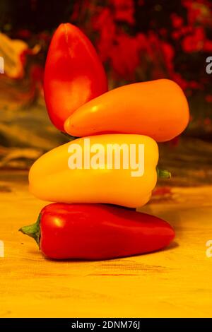 Colourful fun sized peppers, food ingredient still-life Stock Photo - Alamy