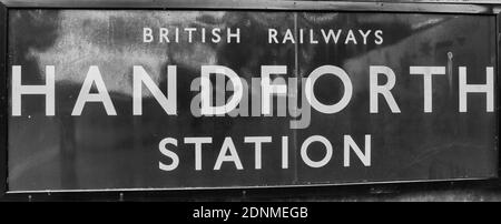 Art sign of Handforth Station Stock Photo - Alamy