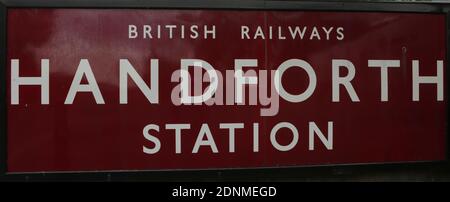 Art sign of Handforth Station Stock Photo - Alamy
