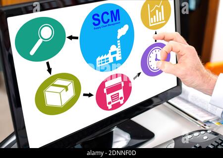 Scm concept shown on a computer screen Stock Photo - Alamy