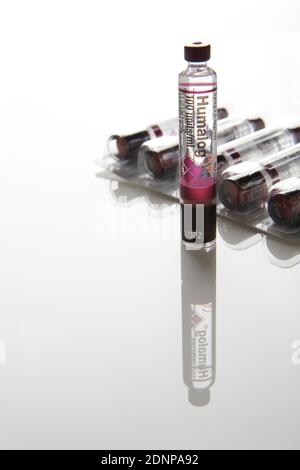 Insulin Rapid-acting Humalog in glass vials ready for injection, Human ...