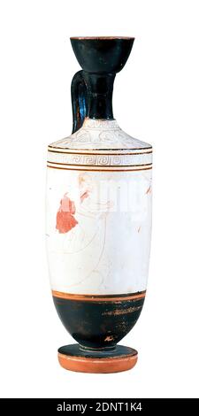 A Greek lekythos, a type of pottery used in funerary practices ...