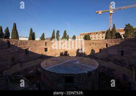 Inside the Mausoleum of Augustus in Rome, Italy. Interior of the tomb ...
