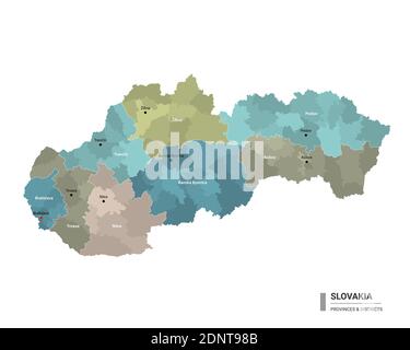 Kosice vector map. Detailed map of Kosice city administrative area ...