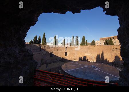 Inside the Mausoleum of Augustus in Rome, Italy. Interior of the tomb ...