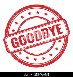 GOODBYE text on red grungy vintage rubber stamp Stock Photo - Alamy
