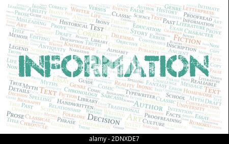 Information typography word cloud create with text only Stock Photo - Alamy