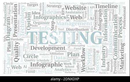 Testing typography word cloud create with text only Stock Photo - Alamy